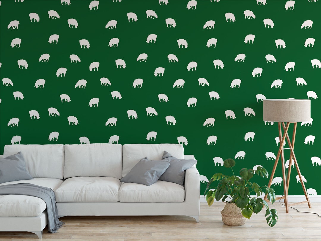 Funny Wallpaper With Silhouette of Sheep Grazing | Peel and Stick ...