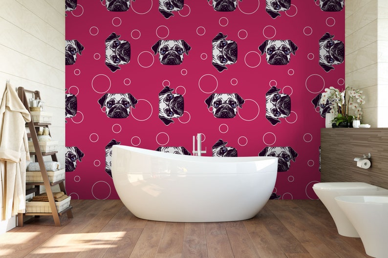 Funny Pugs Peel and Stick Wallpaper / Removable Temporary - Etsy