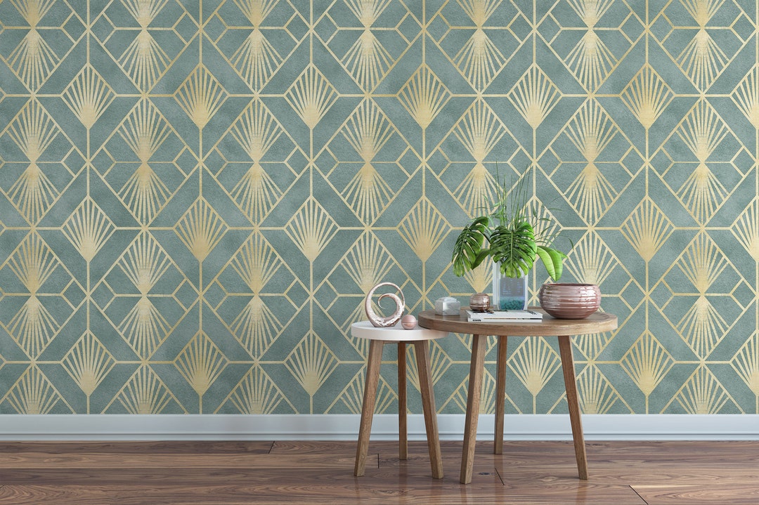 Art Deco Wallpaper, Non Metallic Gold Wallpaper Peel and Stick ...
