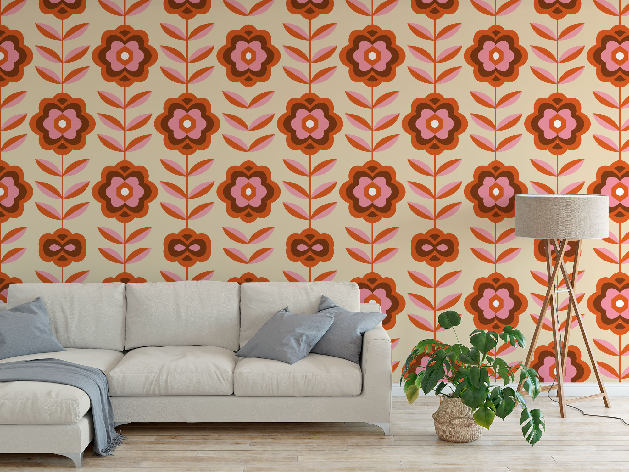 Vintage Retro Boho Floral Flower Design Peel and Stick - Etsy