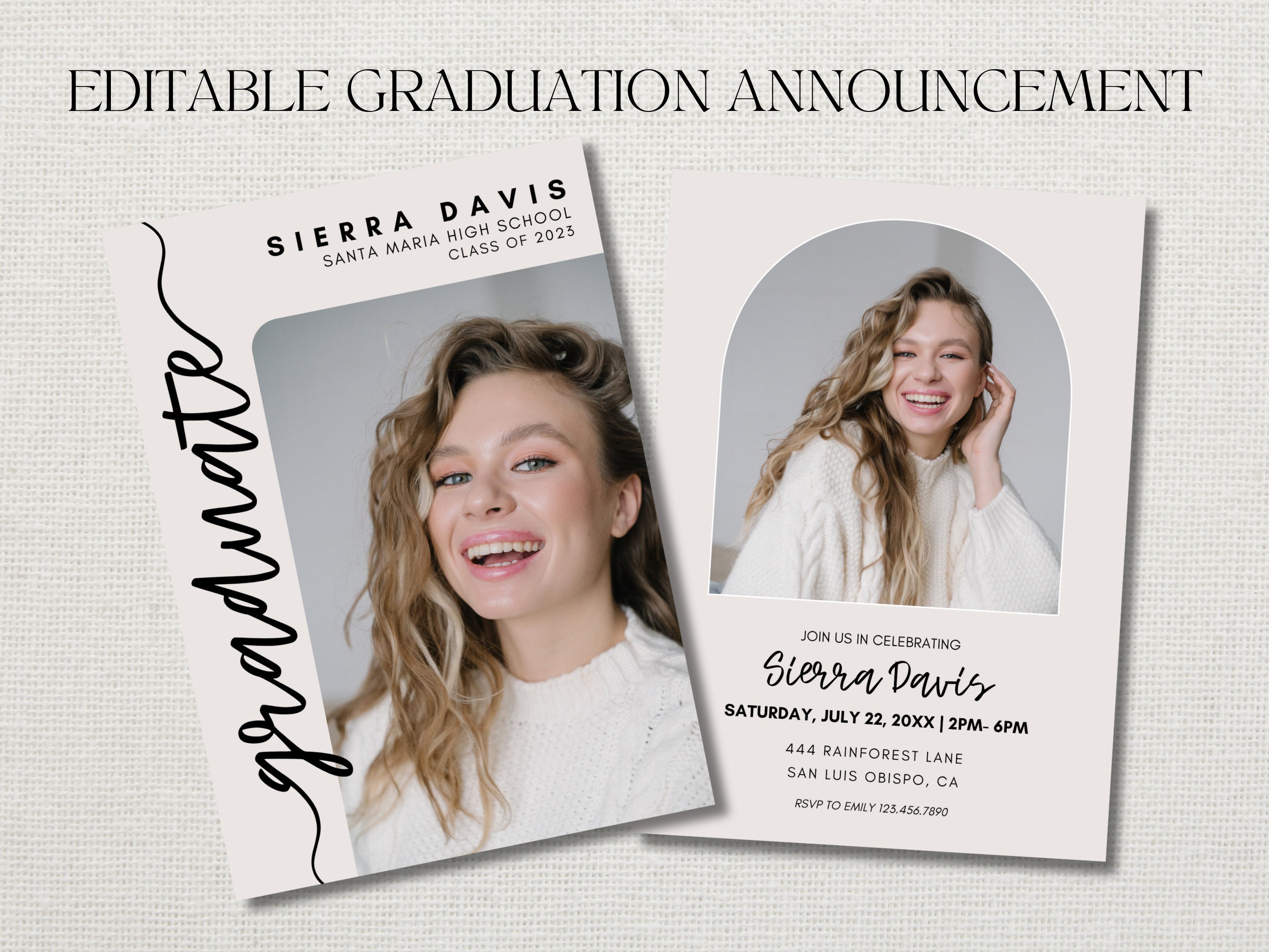 Graduation Announcement, Graduation Announcement Template, High School ...