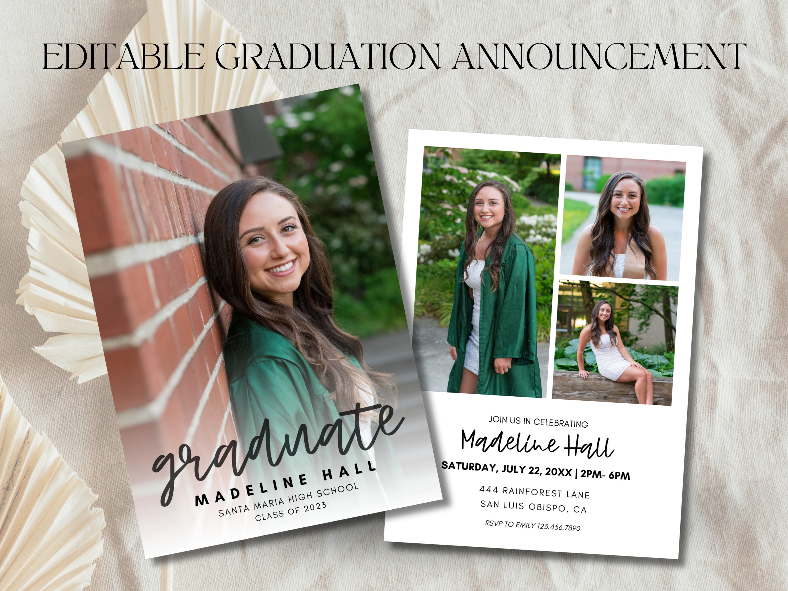 Graduation Announcement, Graduation Announcement Template, High School ...