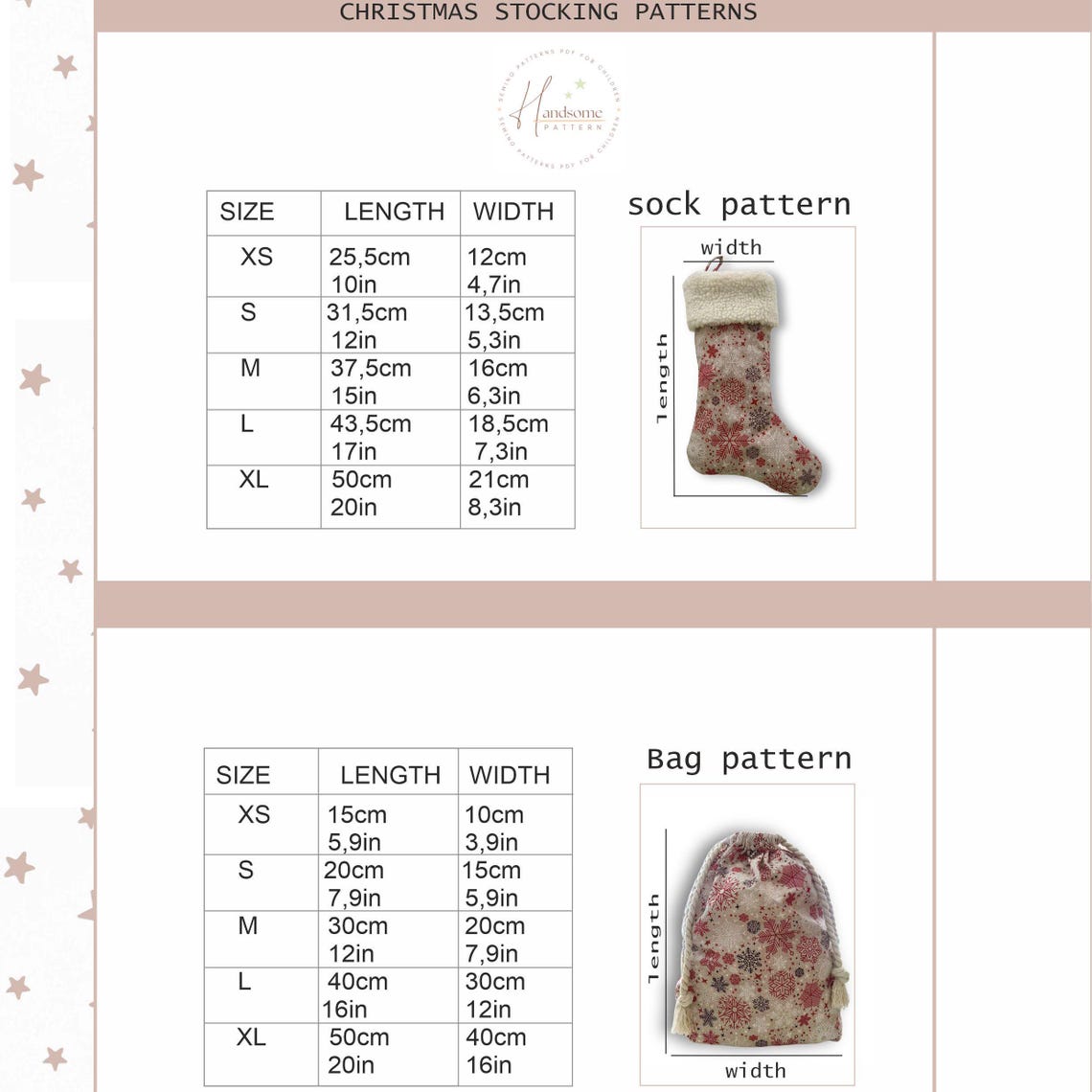 Sewing Pattern for Christmas, Christmas Stocking Sewing Pattern PDF ...