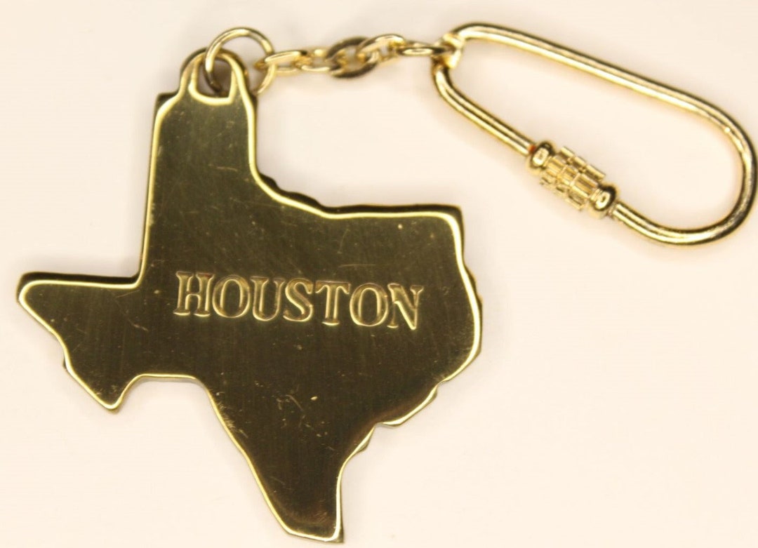 Vintage Texas-shaped Brass Keychain Houston - Etsy