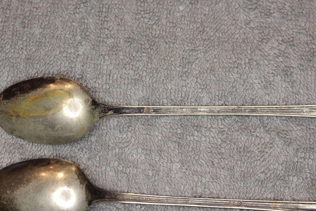 Vintage Antique Collectible Set of 2 7 1/4" Teaspoons R.C. CO. Silver ...
