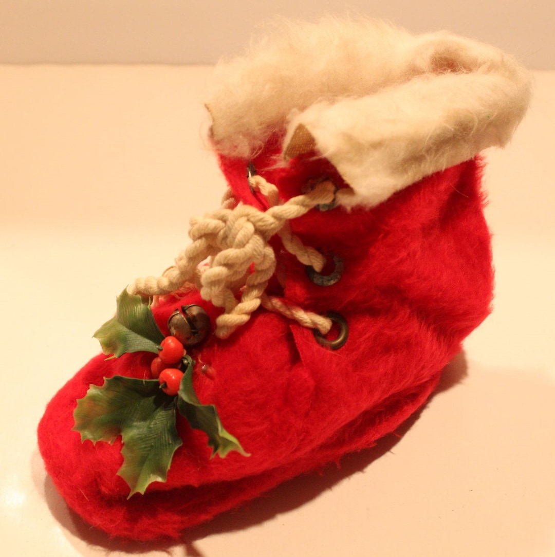 Vintage Fuzzy Red Christmas Boot - Etsy