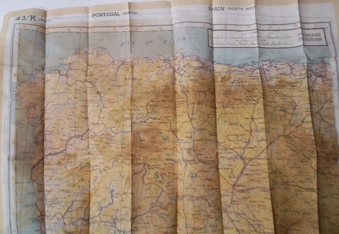 Vintage Original WWII Silk Escape/evasion Map 43K Spain & Portugal - Etsy