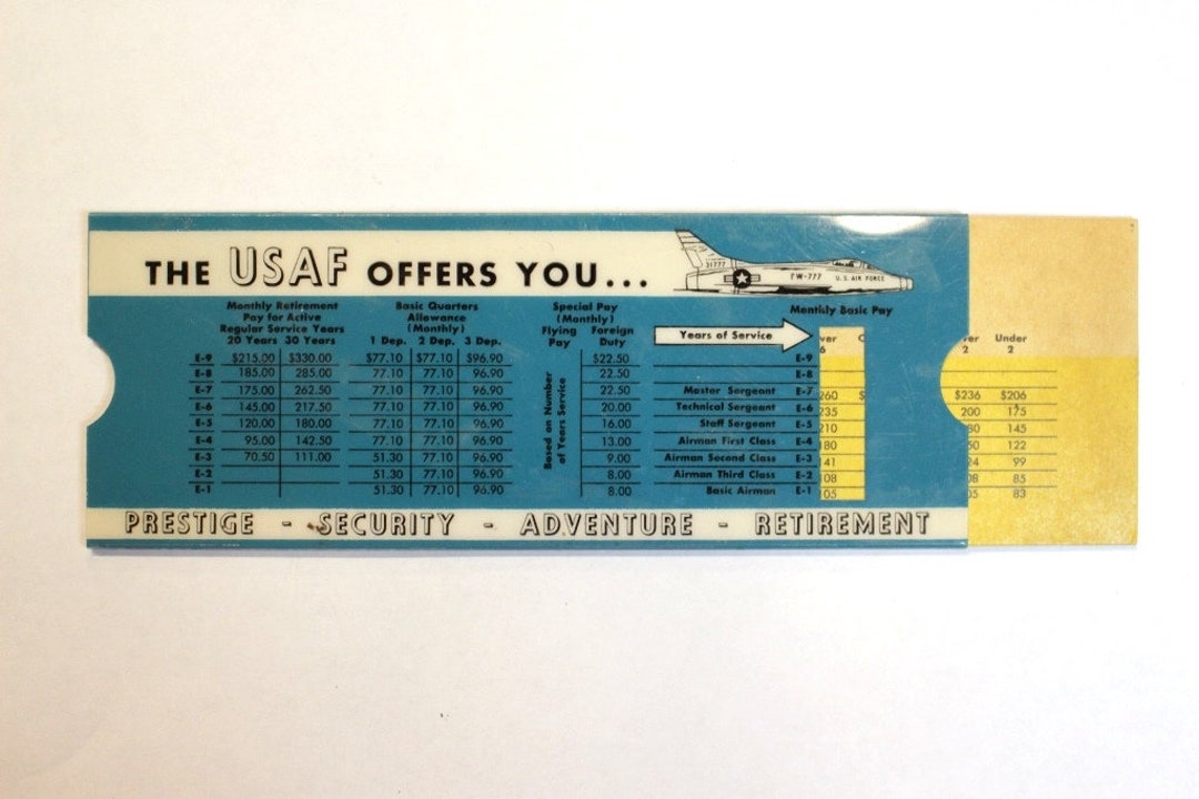 Vintage US Air Force Promotional Salary & Trip Calculator - Etsy