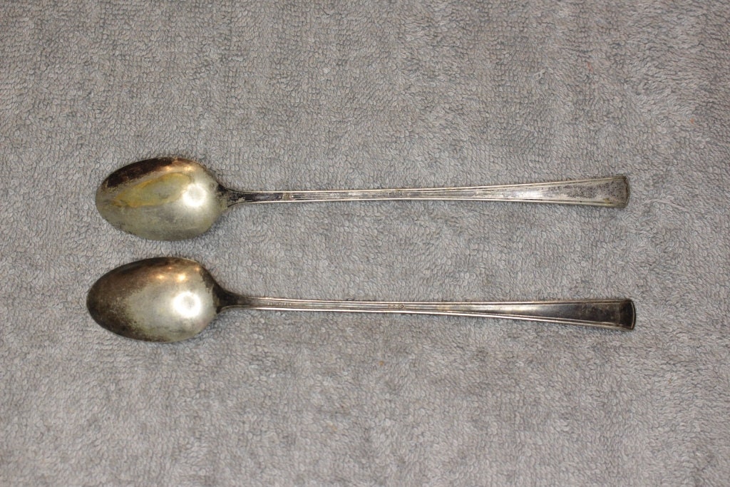 Vintage Antique Collectible Set of 2 7 1/4" Teaspoons R.C. CO. Silver ...