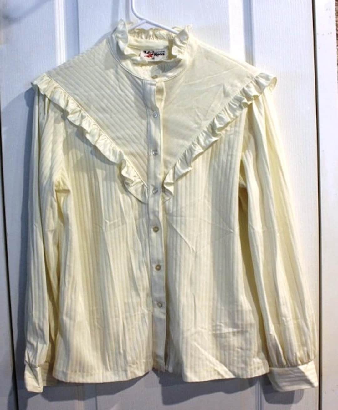 Vintage Adrianne Ross Long Sleeved White Satin Stripe Blouse - Etsy