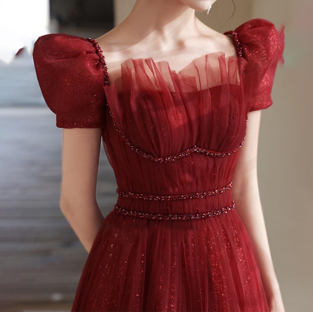 French Vintage Red Prom Dress, Elegant Prom Dress, Formal Prom Dress ...