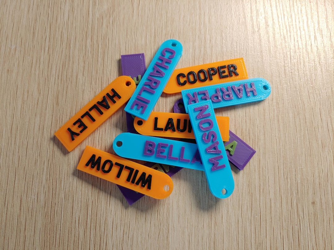 2 X Personalised 3d-printed Multi-colour Name Tags - Etsy