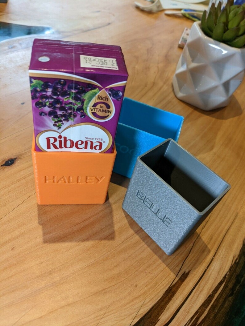 3D Printed Personalised Kiddie Juice Box Holder - Squeezestop Narrow - Etsy