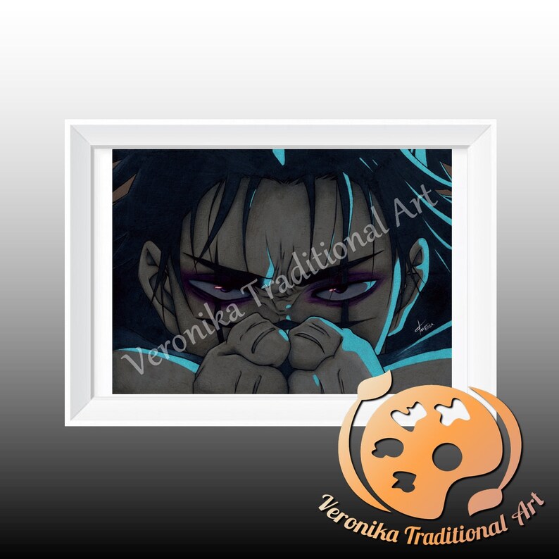 Anime Colored Pencil Drawing Glow Art Premium PRINT - Chos0 JJK - Gift ...