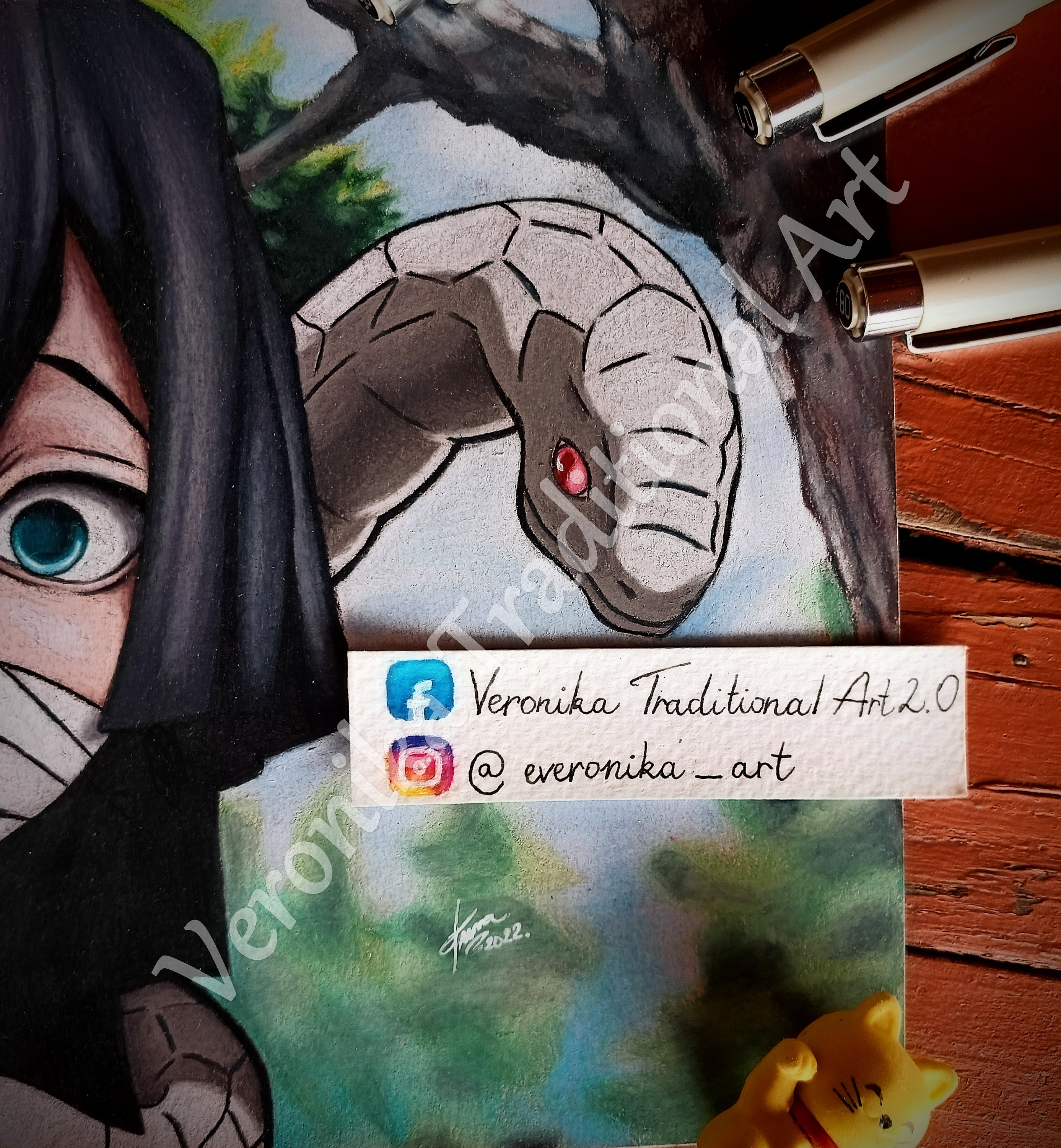 Anime Colored Pencil Drawing Realistic as PRINT Demon Pillar Swordsman ...