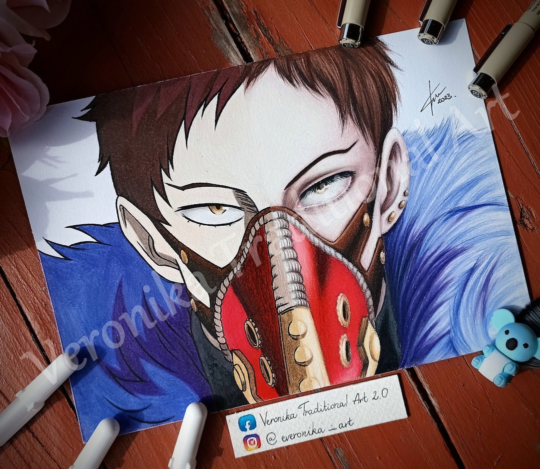 Anime Colored Pencil Drawing Realistic as a PRINT Overhaul, Chisak1 Kai ...