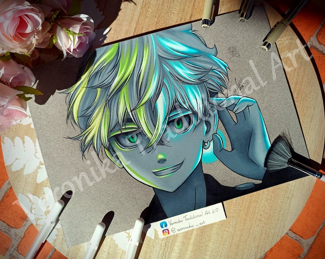 Anime Colored Pencil Drawing Glow Art Premium PRINT - Matusn0 Ch1fuyu ...