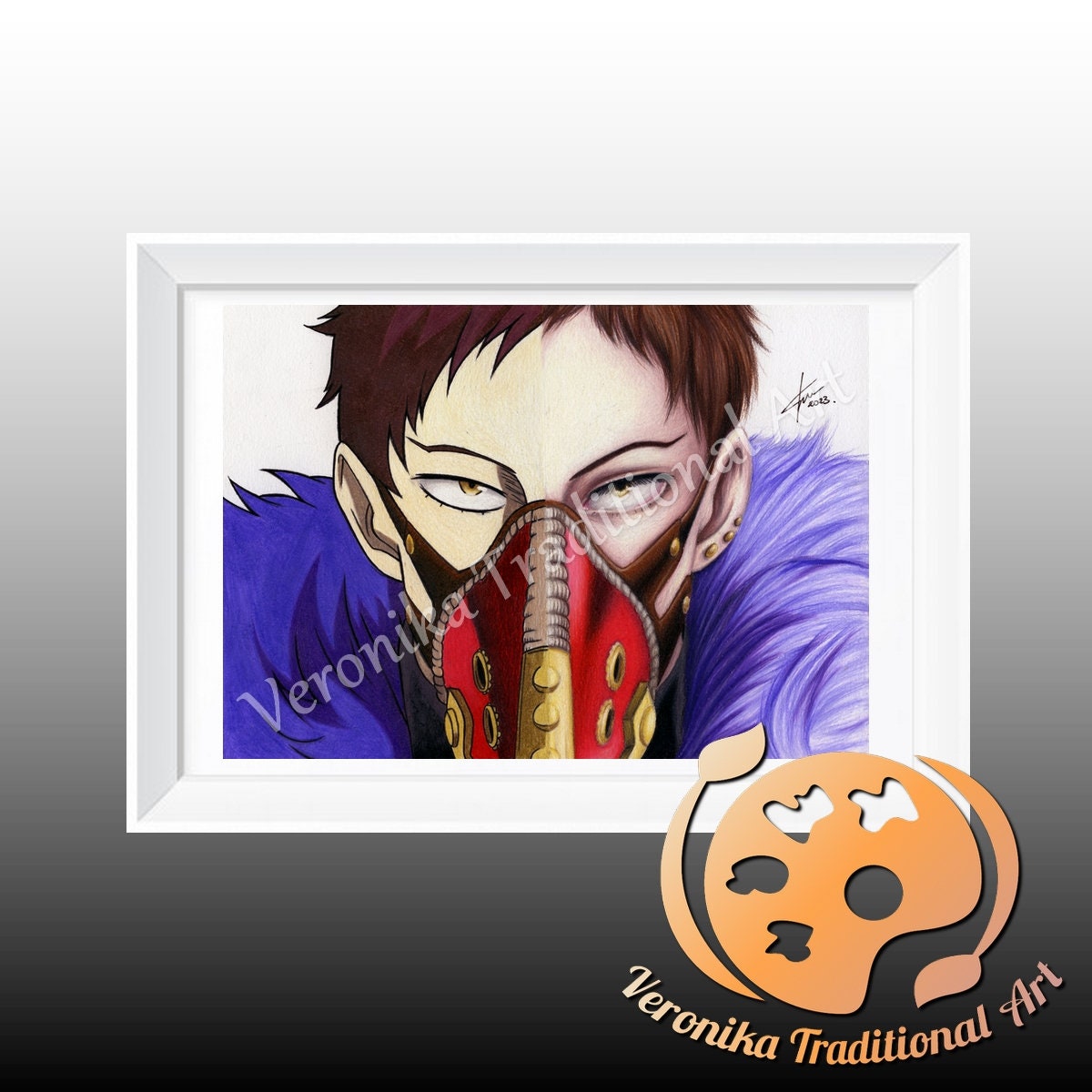 Anime Colored Pencil Drawing Realistic as a PRINT Overhaul, Chisak1 Kai ...