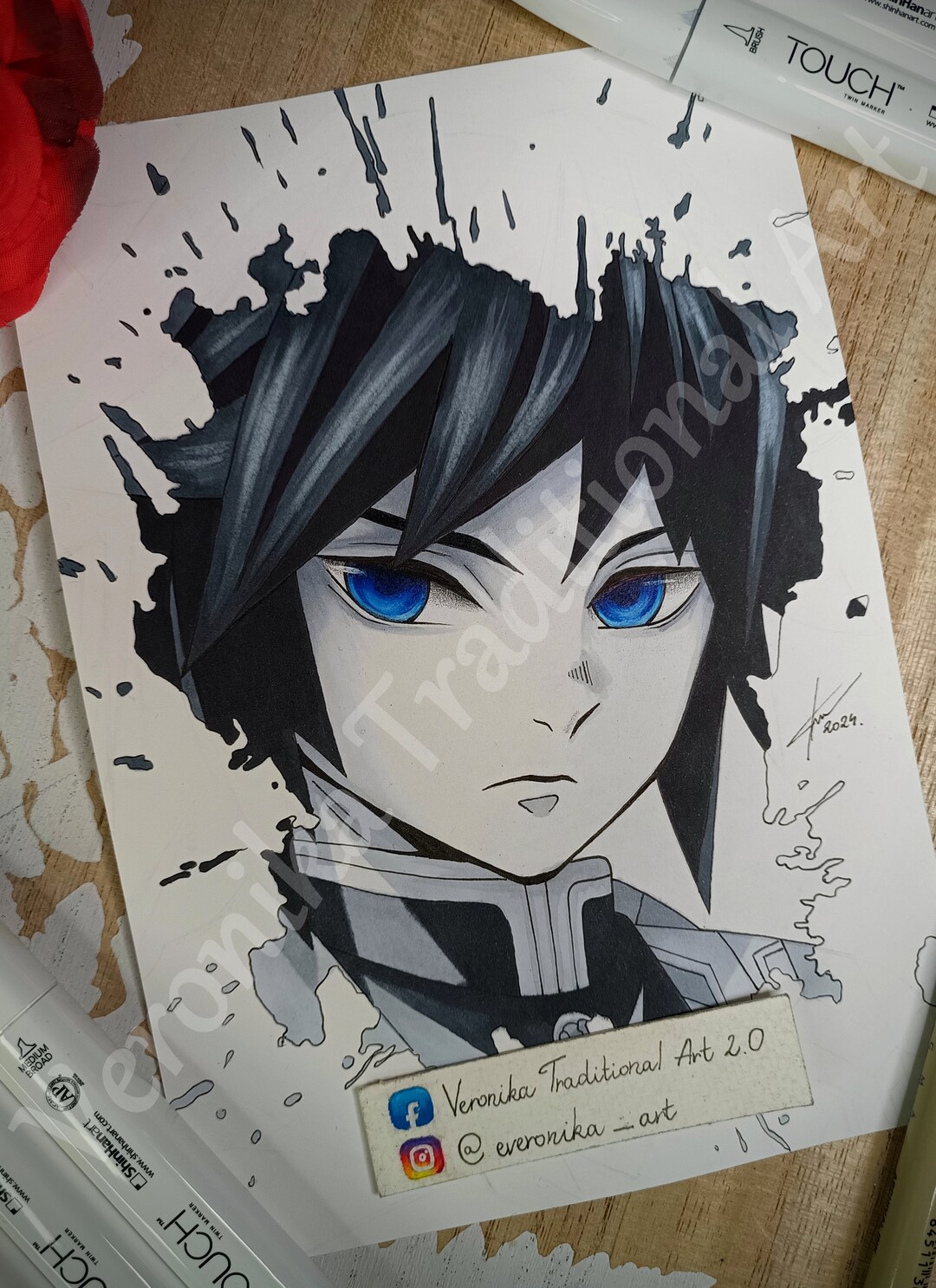 Anime Manga Marker Drawing as a PRINT - T0mioka G1yu Demon Hunter Gift ...