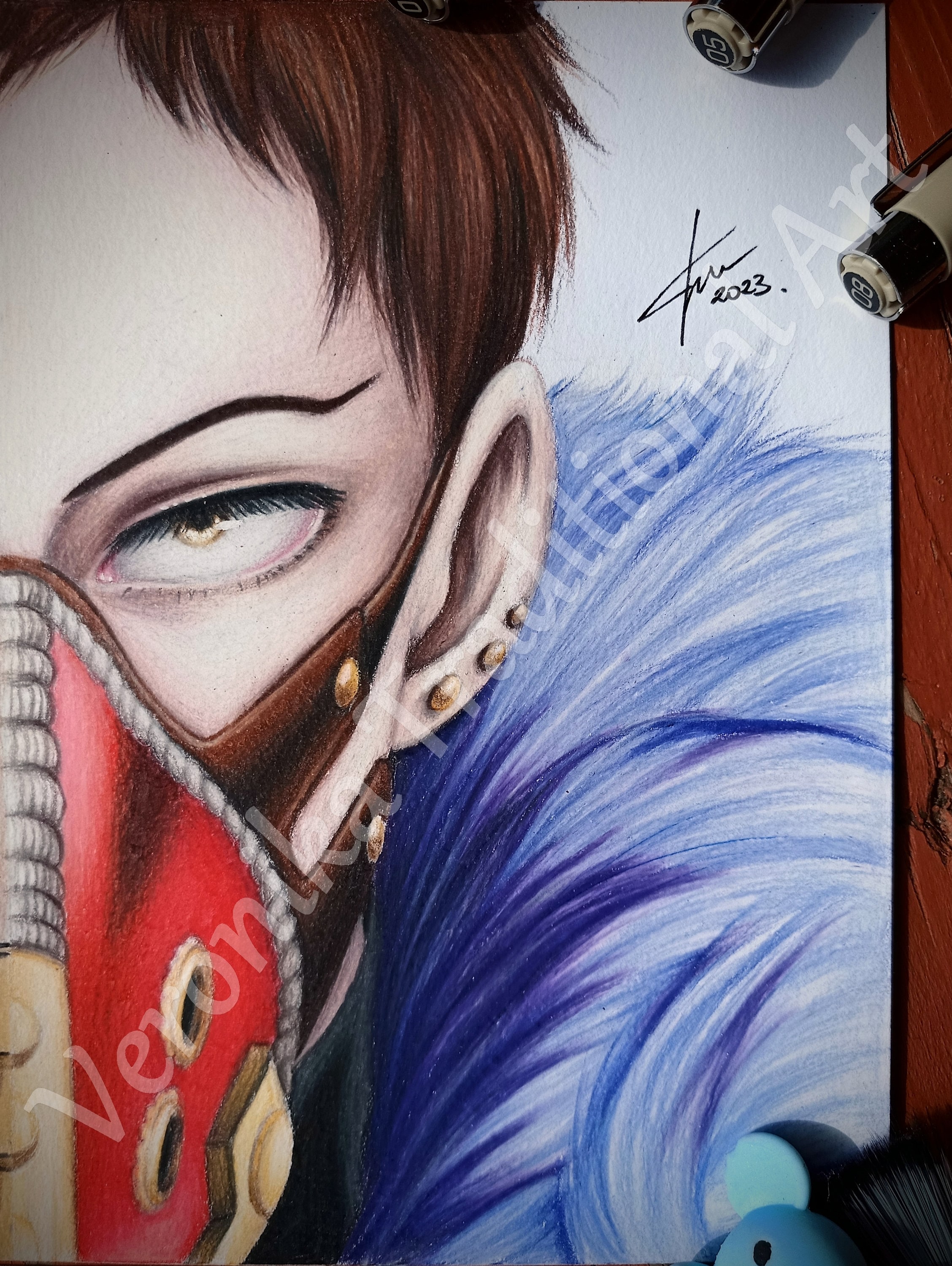 Anime Colored Pencil Drawing Realistic as a PRINT Overhaul, Chisak1 Kai ...