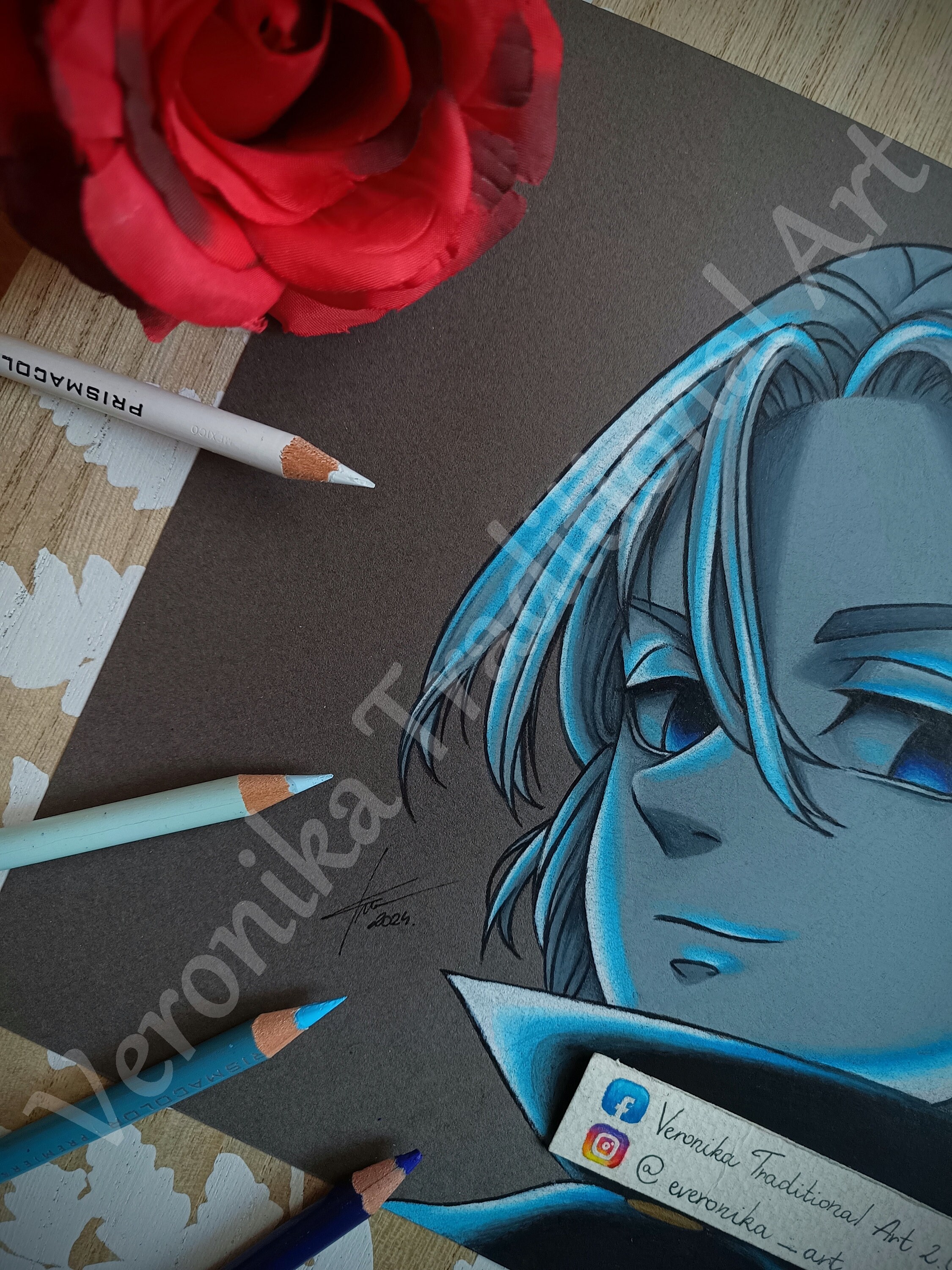 Anime Colored Pencil Drawing Glow Art Premium PRINT M1key 2 Tokyo Rev ...