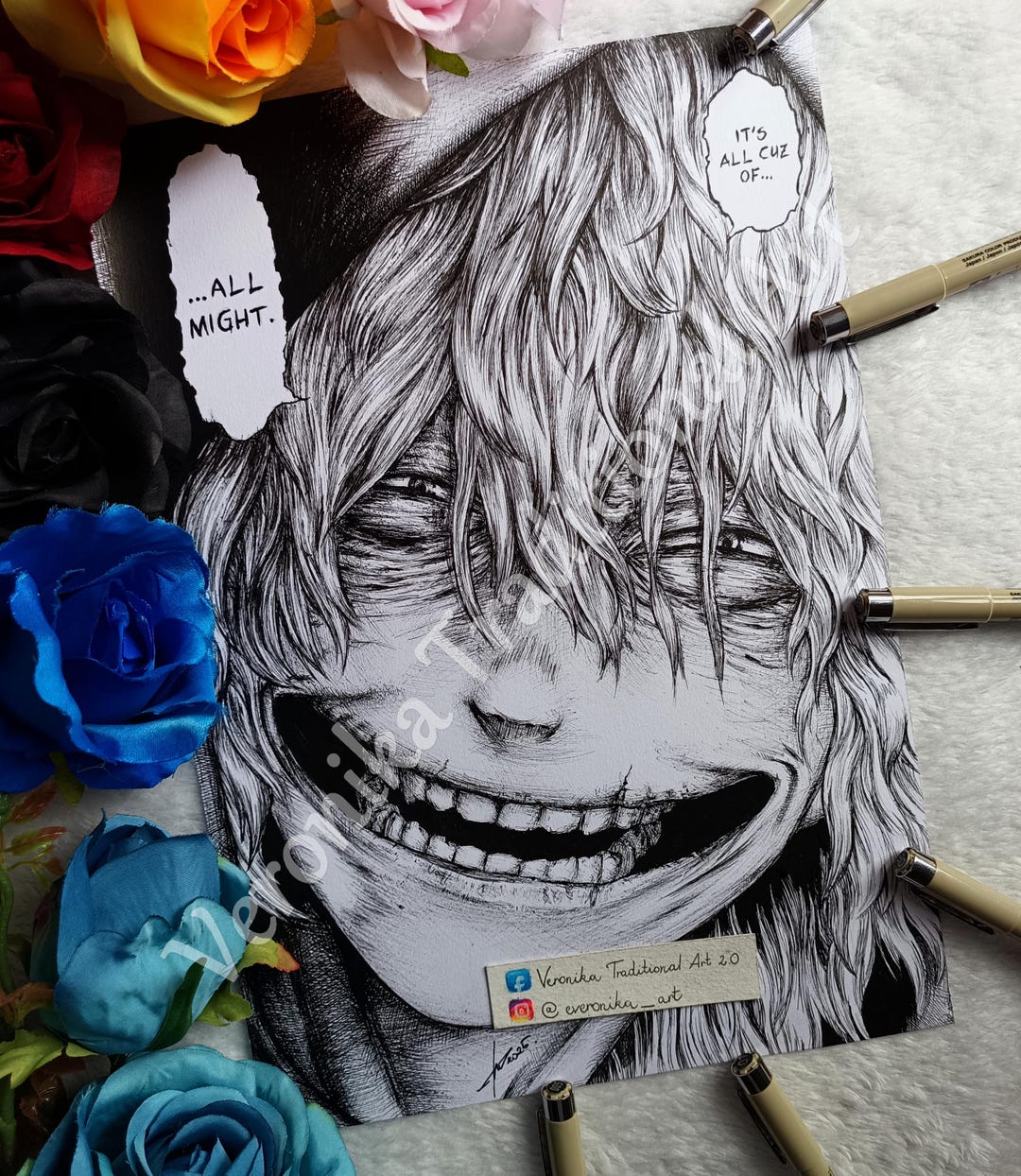 Anime Manga Fineliner Drawing as a PRINT - Sh1garaki T0mura MHA Gift ...