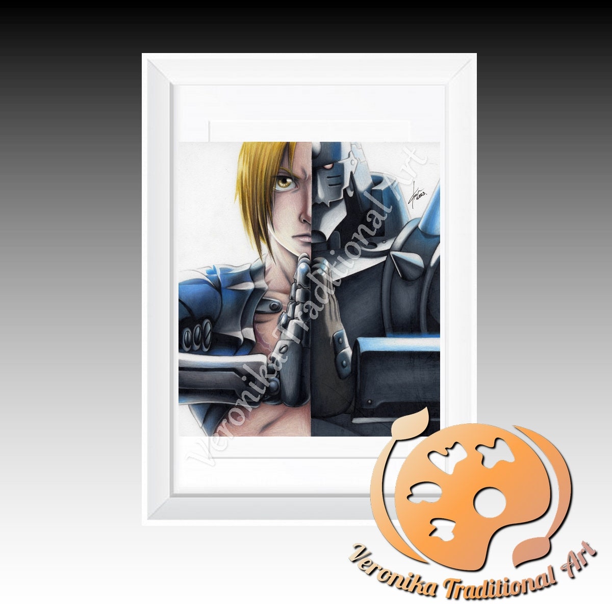 Anime Colored Pencil Drawing Realistic Premium PRINT FMA Ed & Al Gift ...