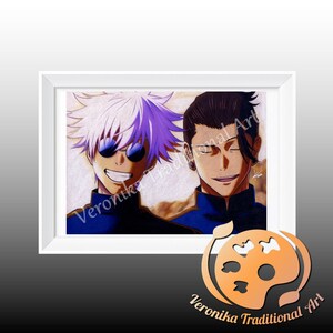 Anime Colored Pencil Drawing Premium PRINT - G0j0 & Get0 - Gift for ...