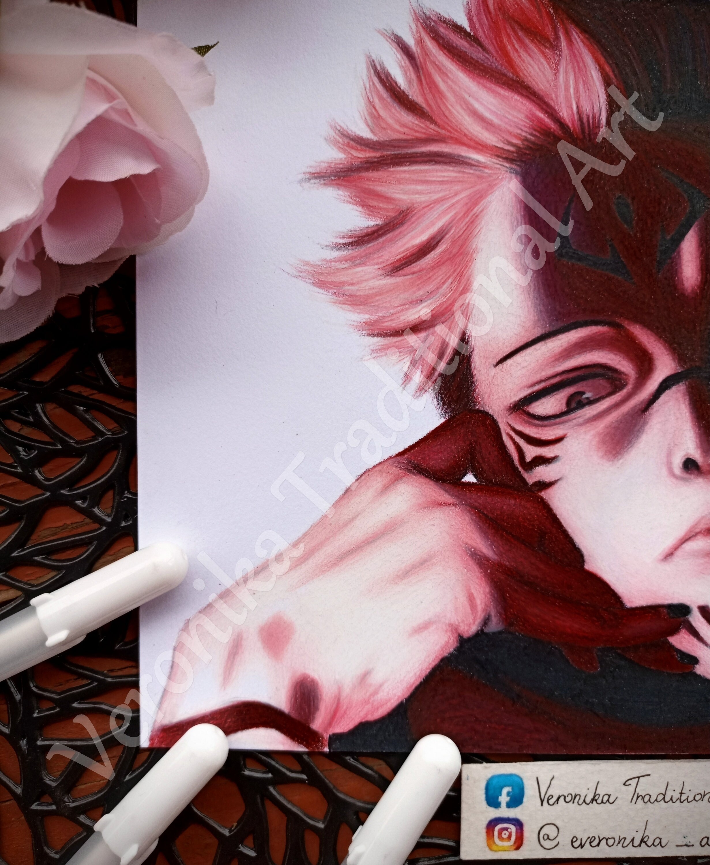 Anime Colored Pencil Drawing Realistic as a PRINT Sukuna, King of ...