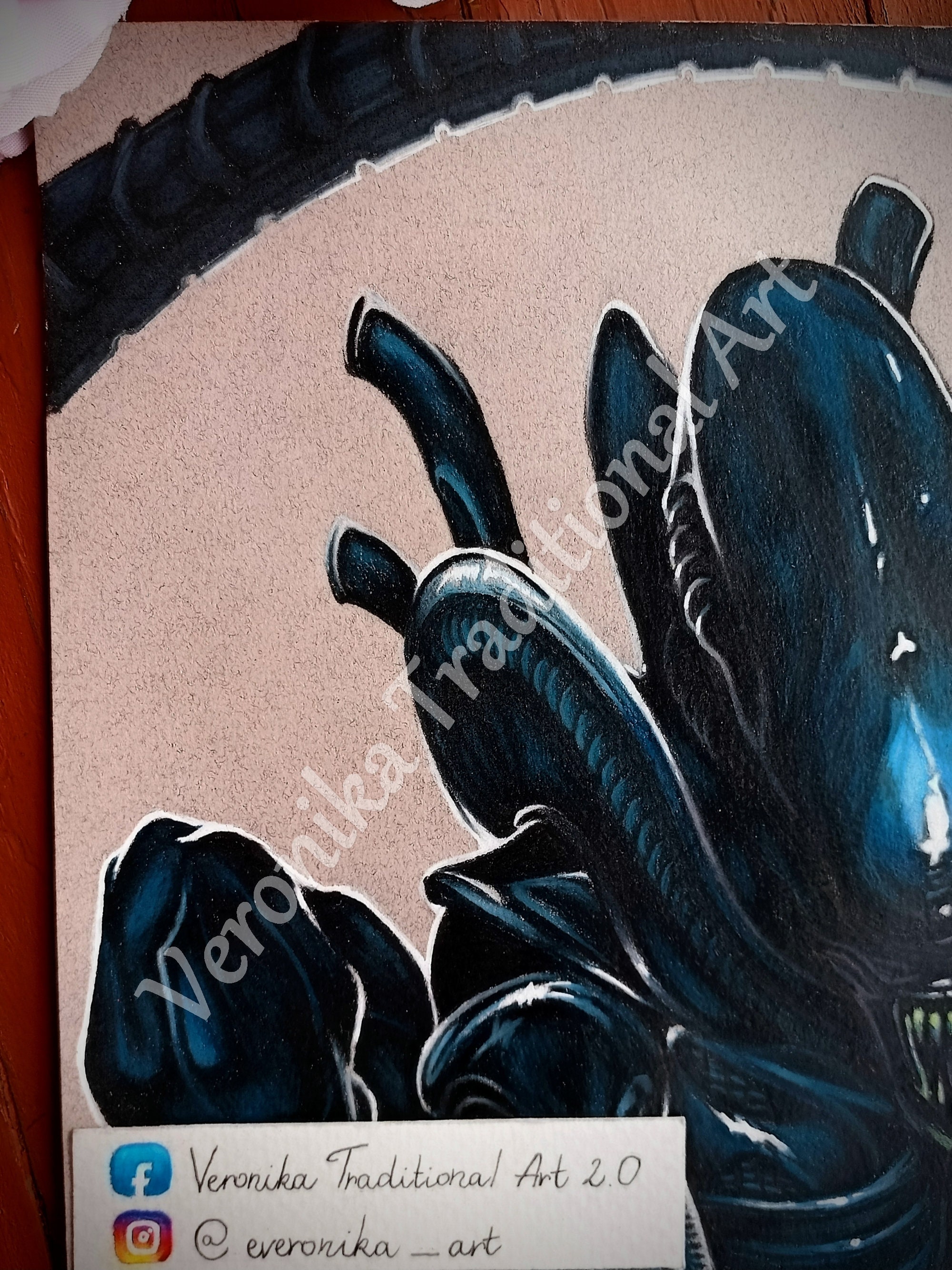 Alien Colored Pencil Drawing as a PRINT Fantasy, Movie Dark Gift for ...