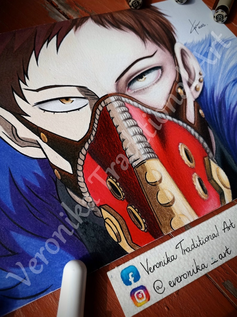 Anime Colored Pencil Drawing Realistic as a PRINT Overhaul, Chisak1 Kai ...