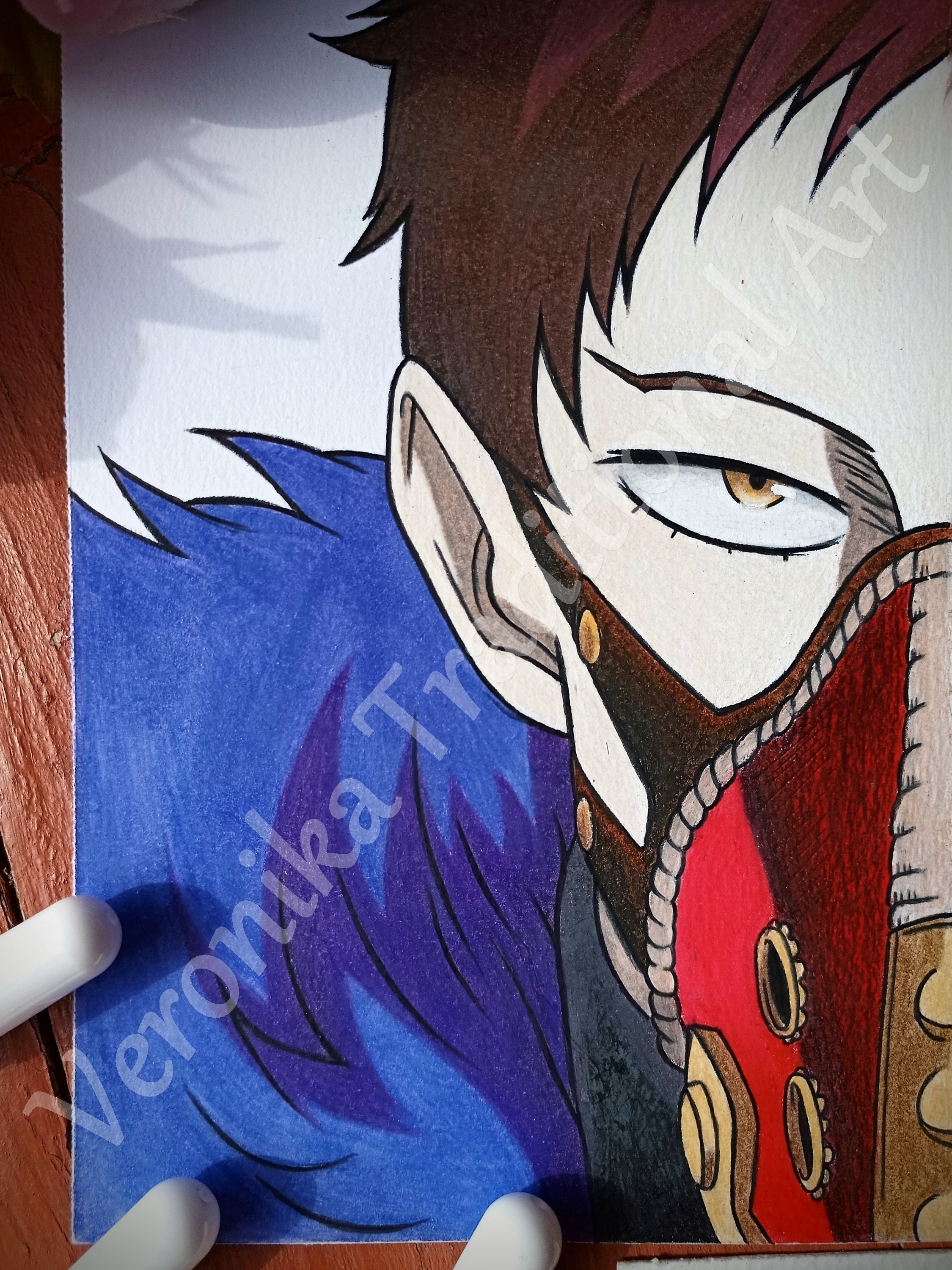 Anime Colored Pencil Drawing Realistic as a PRINT Overhaul, Chisak1 Kai ...