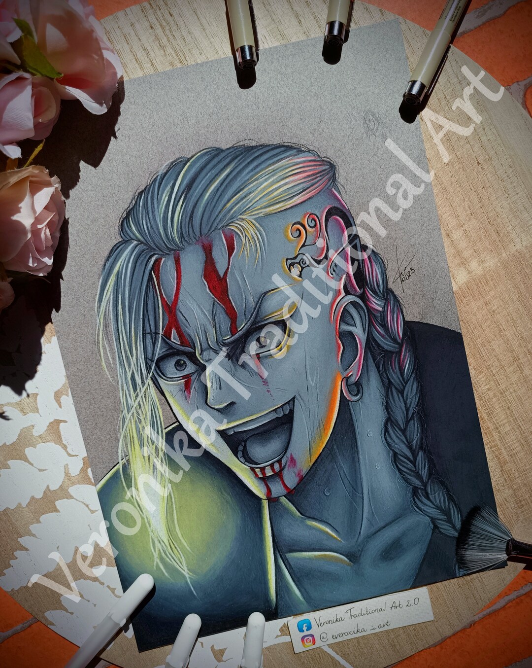 Anime Colored Pencil Drawing Realistic Premium PRINT -drak3n Tokyo Rev ...