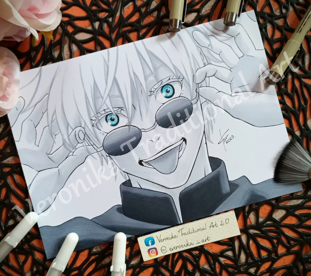 Anime Manga Marker Drawing as a PRINT - JJK G0J0 Gift for Christmas ...