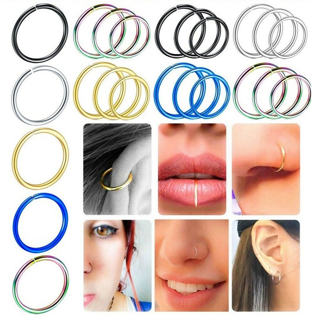 18g Stainless Steel Normal Circle Ring Cartilage Tragus Helix Ear ...