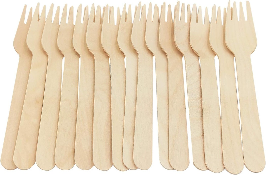 50pcs Disposable Forks, Wooden Fork Set, 17 Cm Sturdy Forks, Eco ...