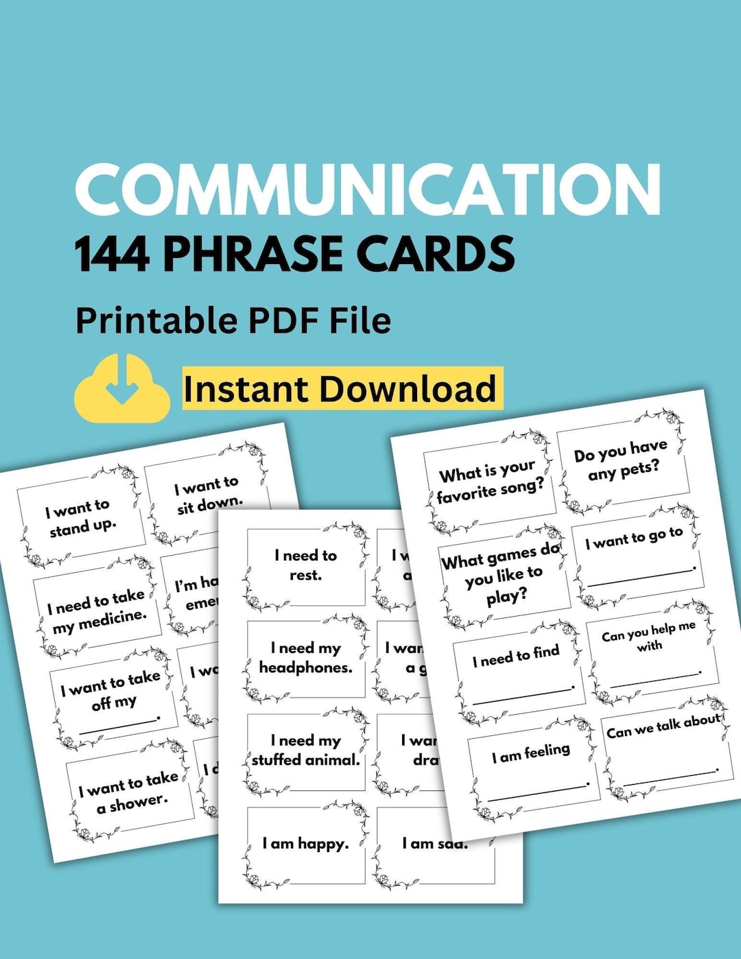 Non-verbal Communication Cards (white Floral Edition) - Communication ...