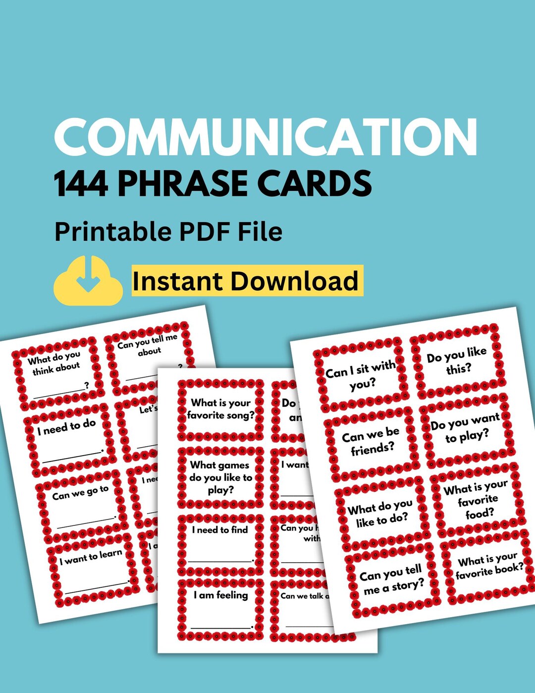 Non-verbal Communication Cards: Red Flowers (PDF Downloadable Cards for ...