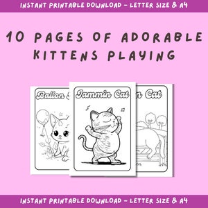 Adorable Kitty Coloring Pages: 10 Digital Designs for Kids & Adults ...