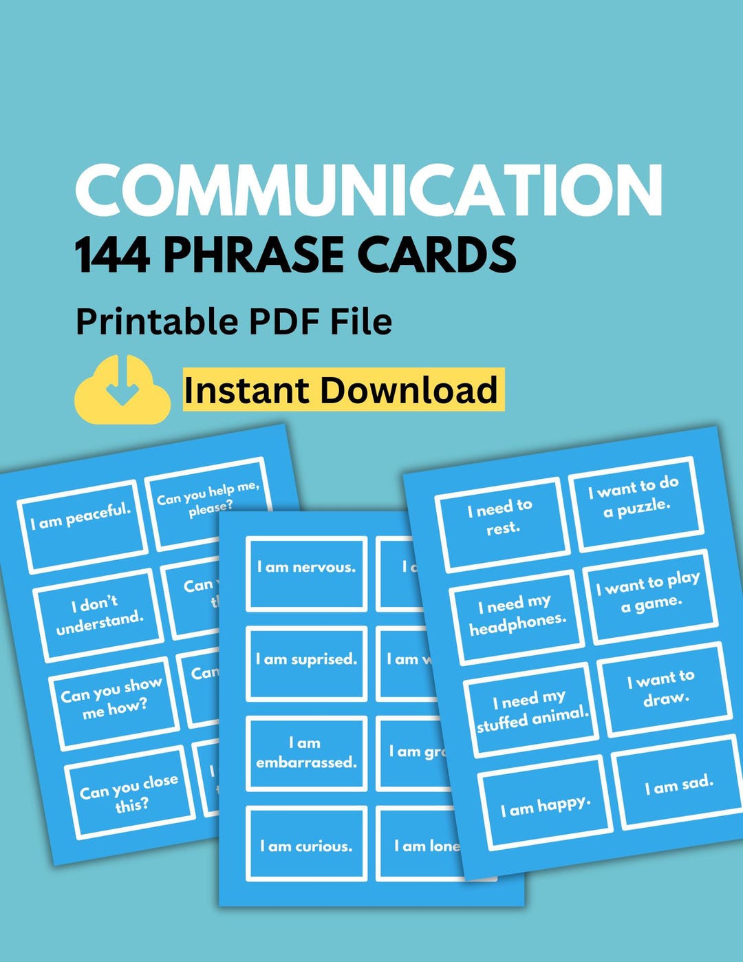 Blue Non-verbal Communication Cards: Assistive Tool for Autism, Aphasia ...