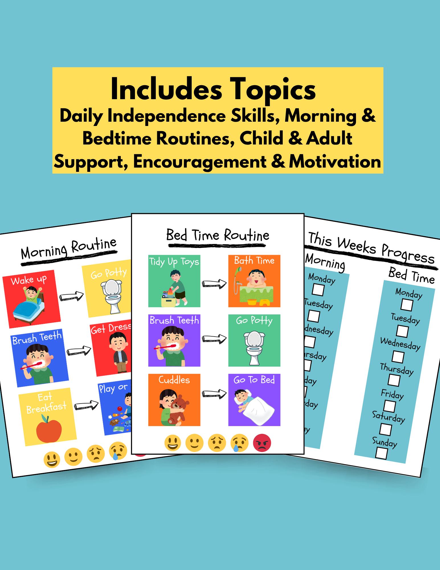Morning & Bedtime Routine Charts – Printable Visual Schedule for Kids ...