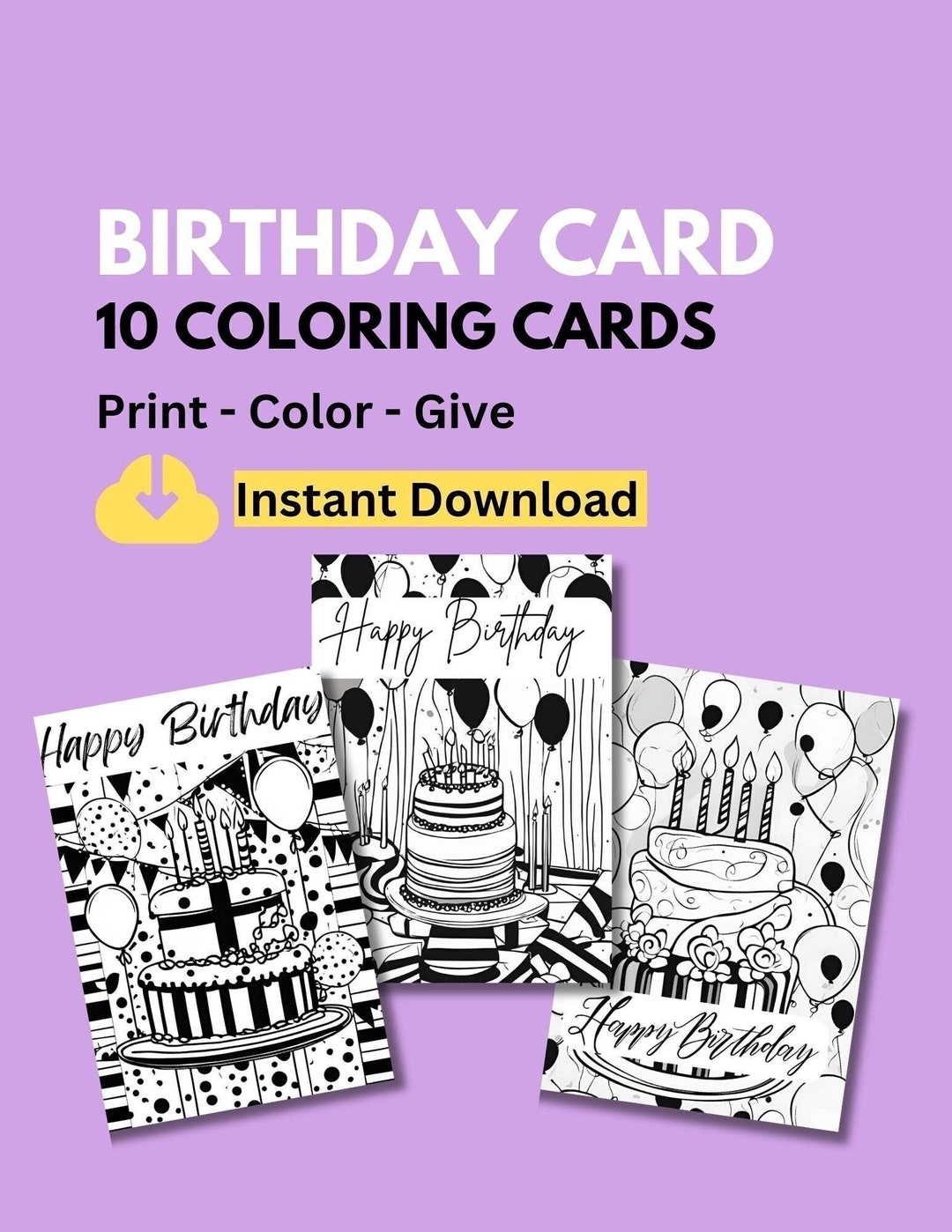 DIY Birthday Coloring Card: Personalized Printable Gift for Kids ...