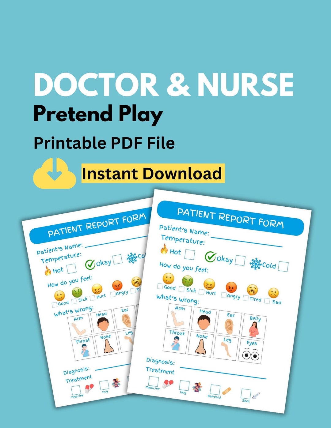 Pediatric Medical Roleplay Printables: Doctor & Nurse Pretend Play Set ...