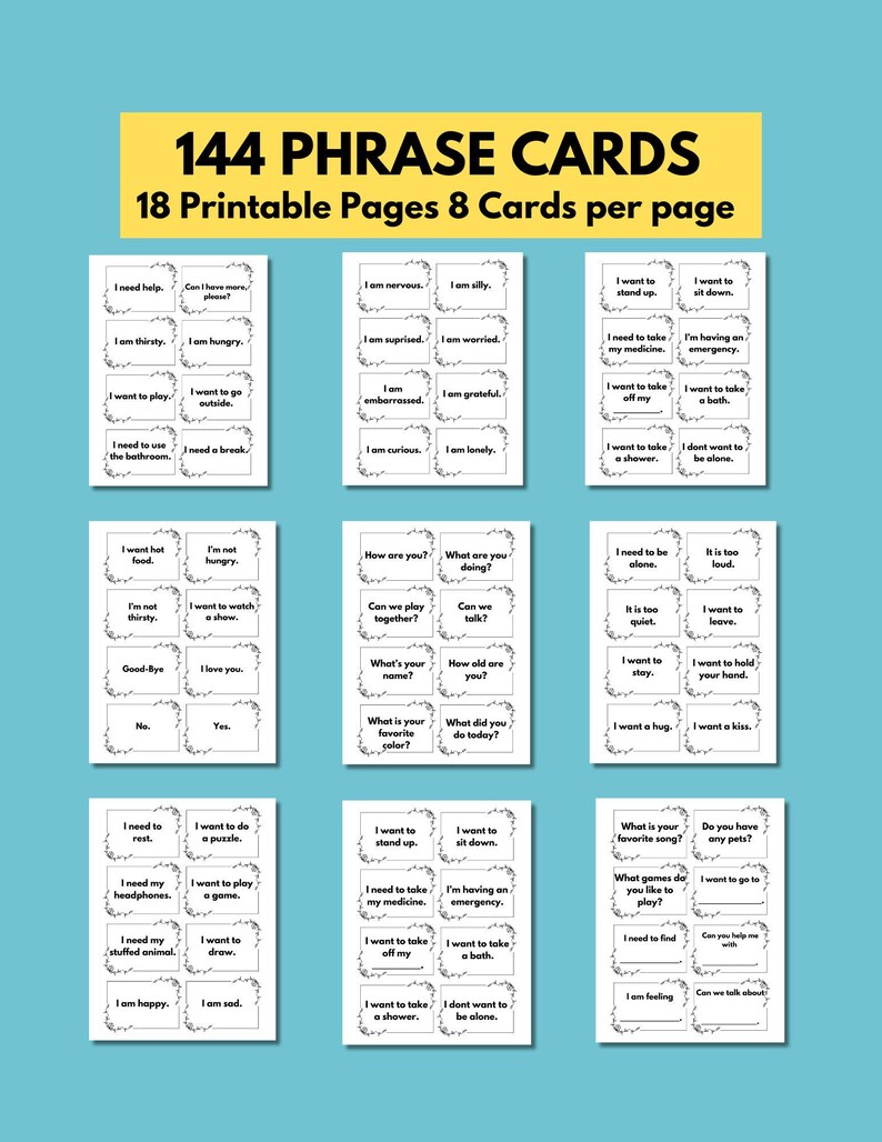 Nonverbal Communication Cards for Autism – 108 Printable PECS Cards for ...