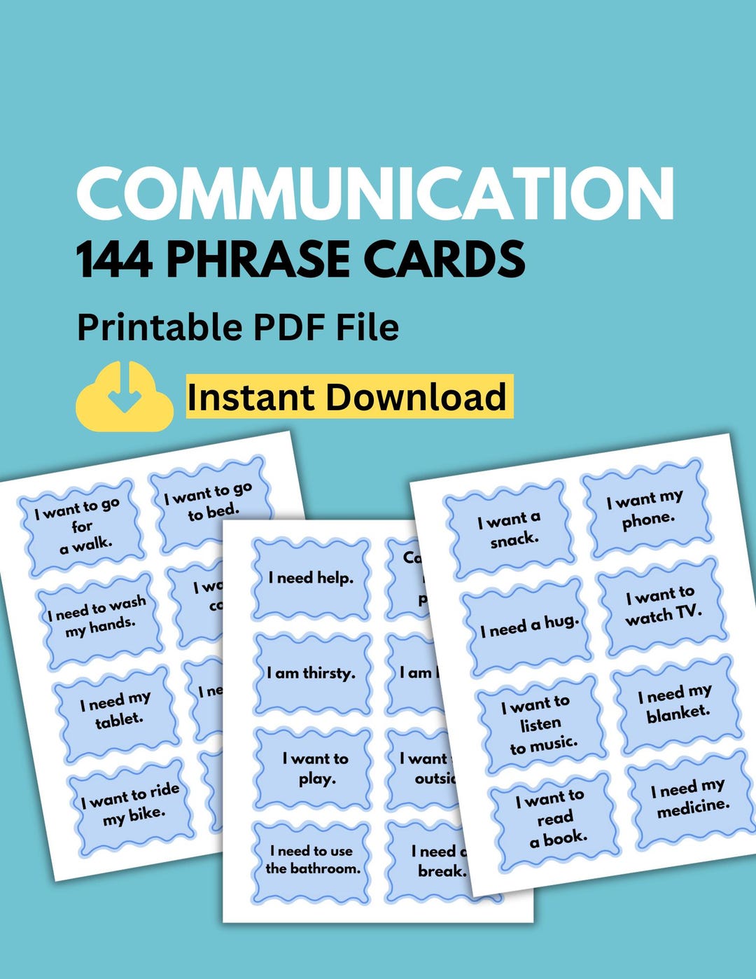 Non-verbal Communication Cards: Blue Lines (PDF Downloadable Cards for ...