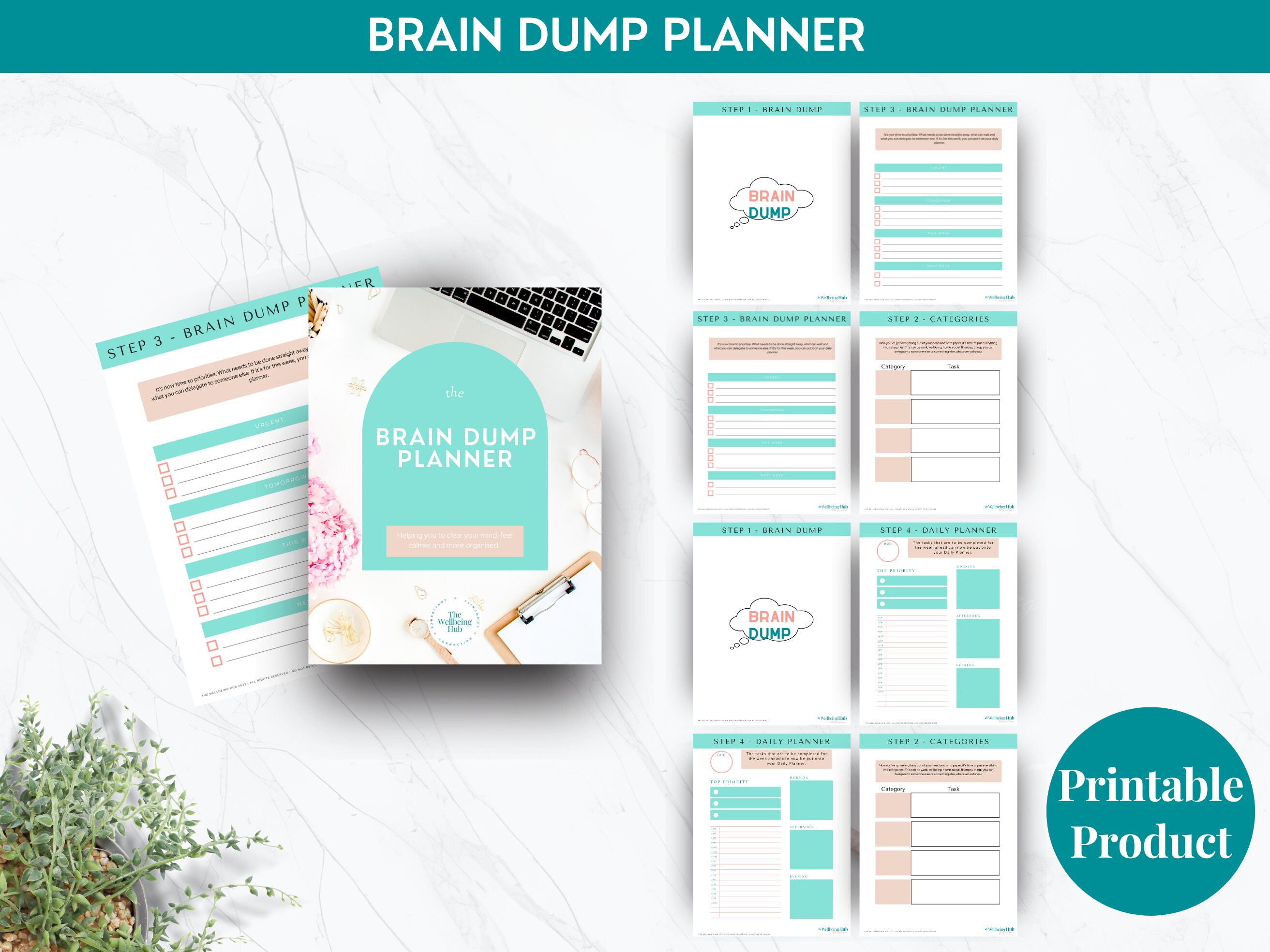 Brain Dump Planner, Workbook, Printable Planner, Digital Planner ...