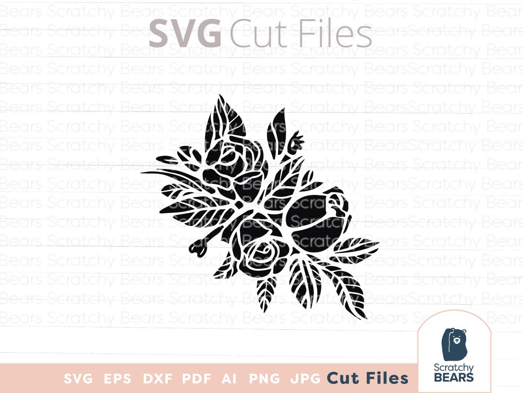 Rose Flower Cluster SVG File for Cricut, Silhouette, Rose SVG Files for ...