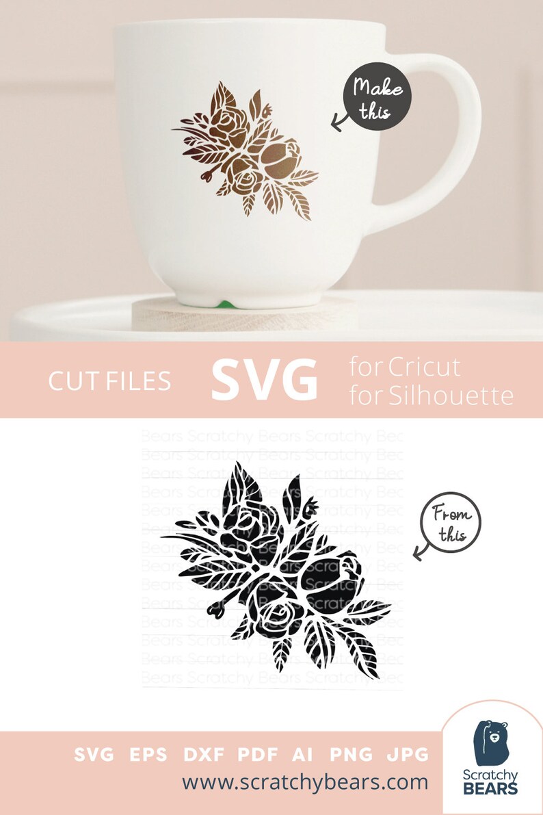 Rose Blume Cluster SVG-Datei für Cricut Silhouette Rose - Etsy.de