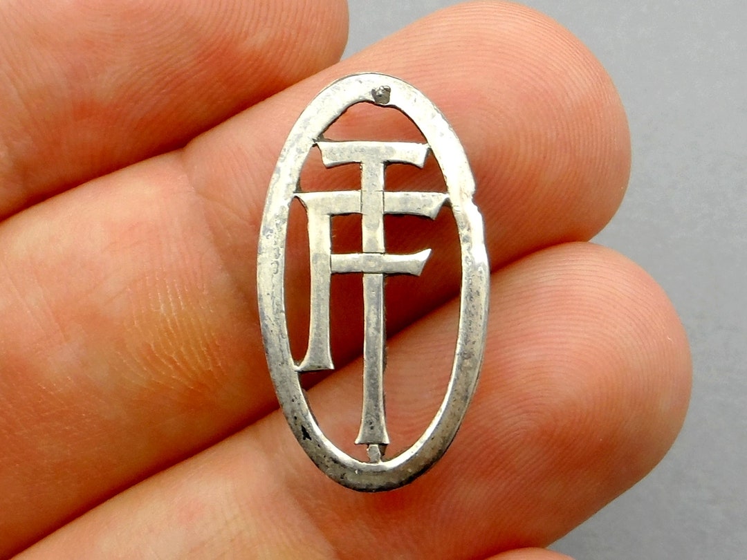 F&T. French Antique Silver Monogram. for Hat, Wallets, Bible, Book ...