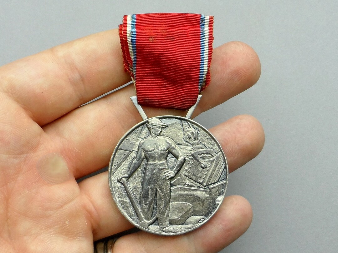 Nude Man Pit Worker. Antique Large Medal. - Etsy